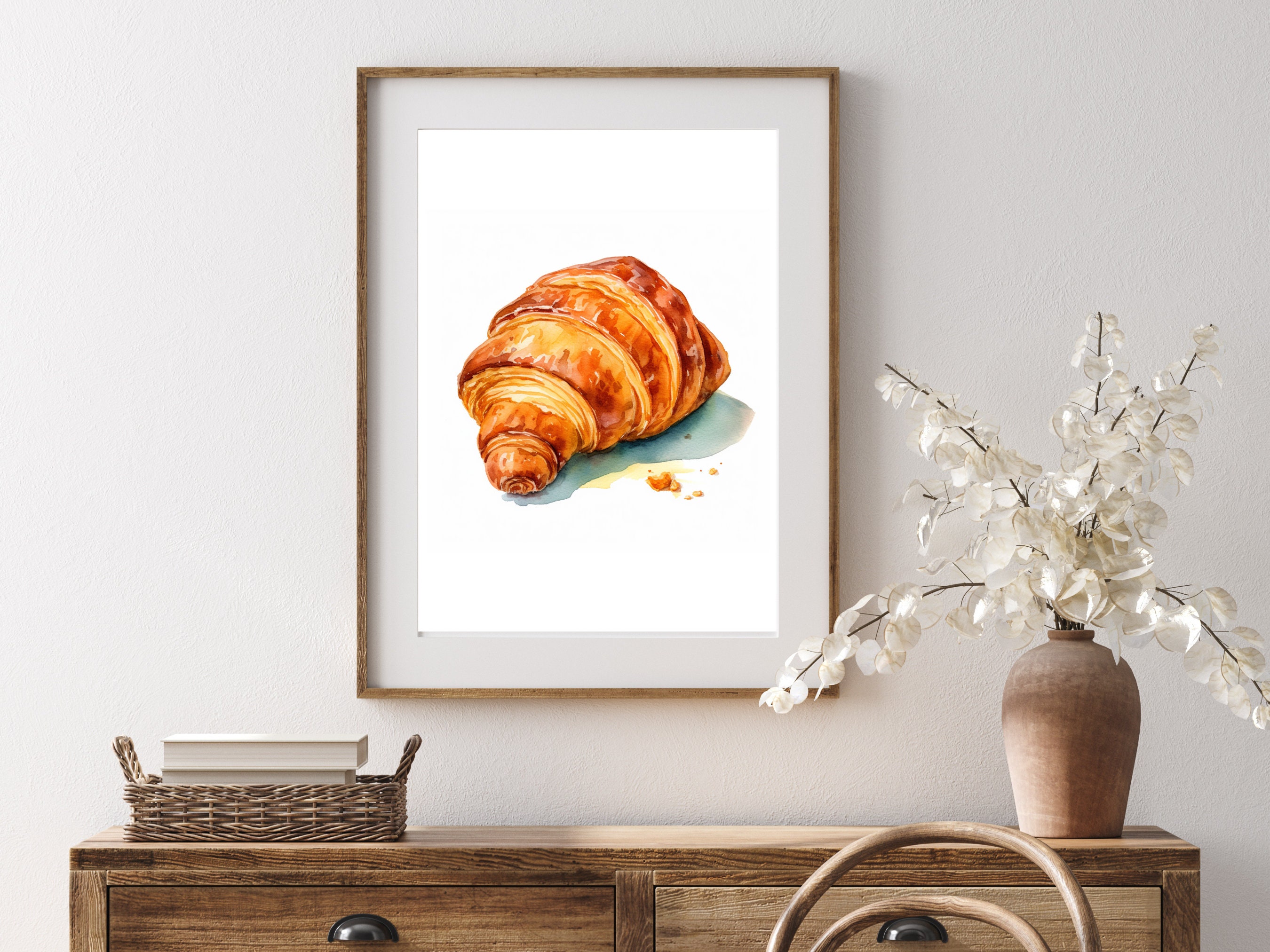 Croissant Watercolor Print, Pastry Watercolor Print, Croissant Wall Art ...