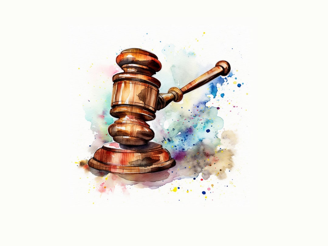 Gavel Watercolor Print, Legal Watercolor Print, Judge Wall Art, Lawyer ...