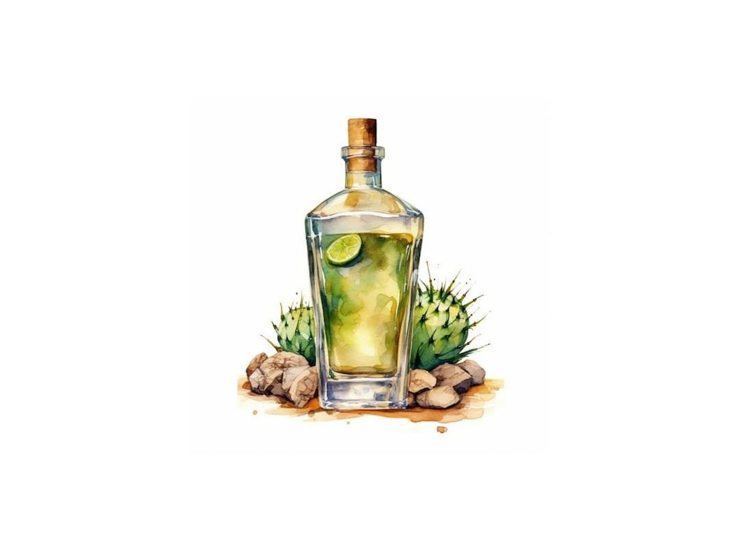 Tequila Watercolor Print, Watercolor Print, Wall Art, Bottle of Tequila ...