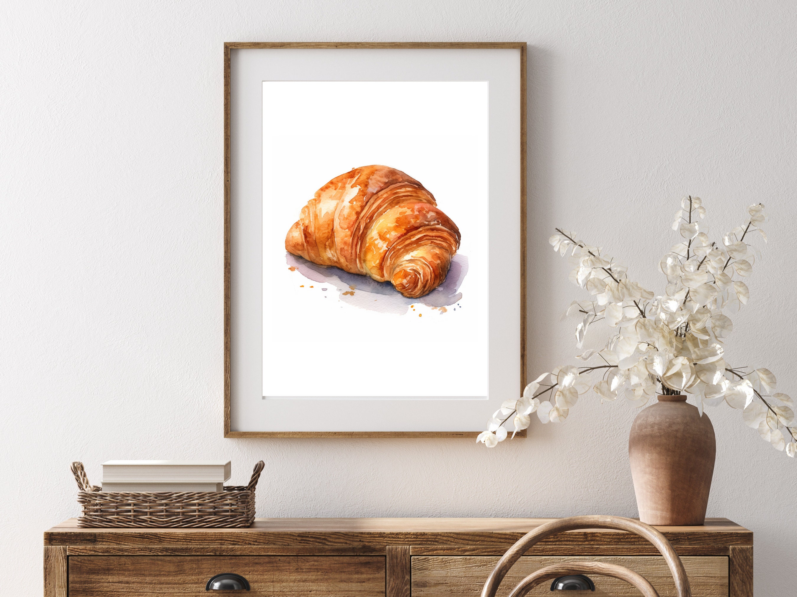 Croissant Watercolor Print, Pastry Watercolor Print, Croissant Wall Art ...