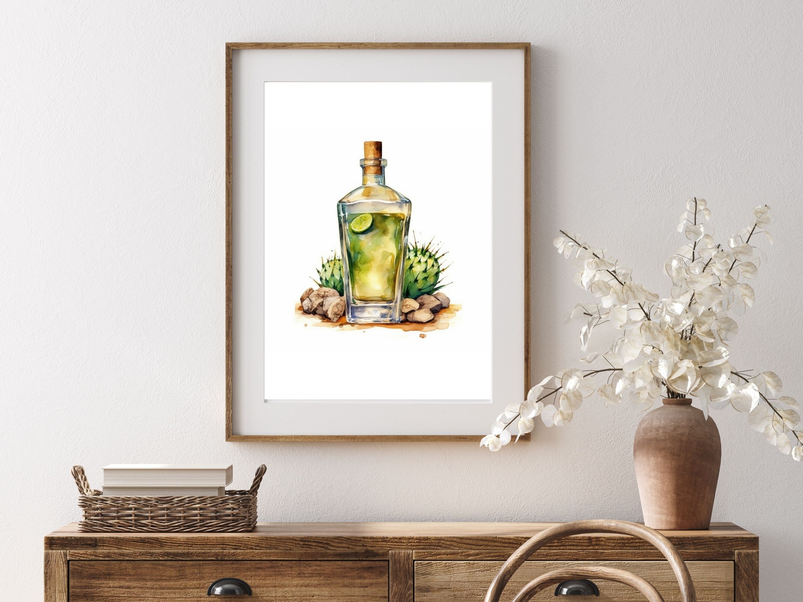 Tequila Watercolor Print, Watercolor Print, Wall Art, Bottle of Tequila ...