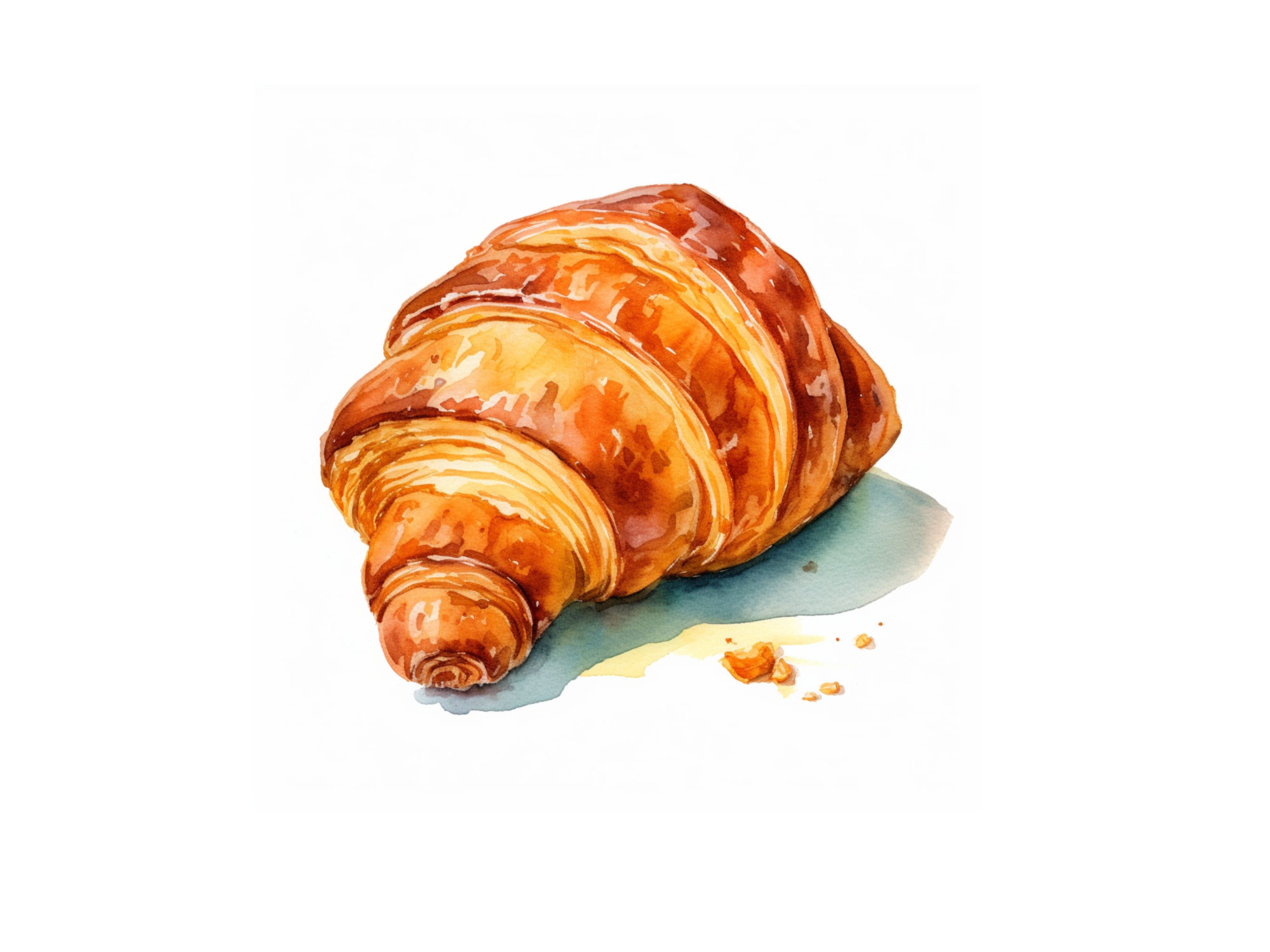 Croissant Watercolor Print, Pastry Watercolor Print, Croissant Wall Art ...