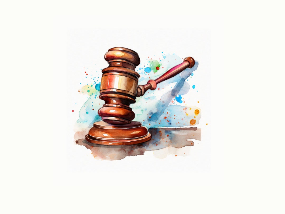 Gavel Watercolor Print, Legal Watercolor Print, Judge Wall Art, Lawyer ...