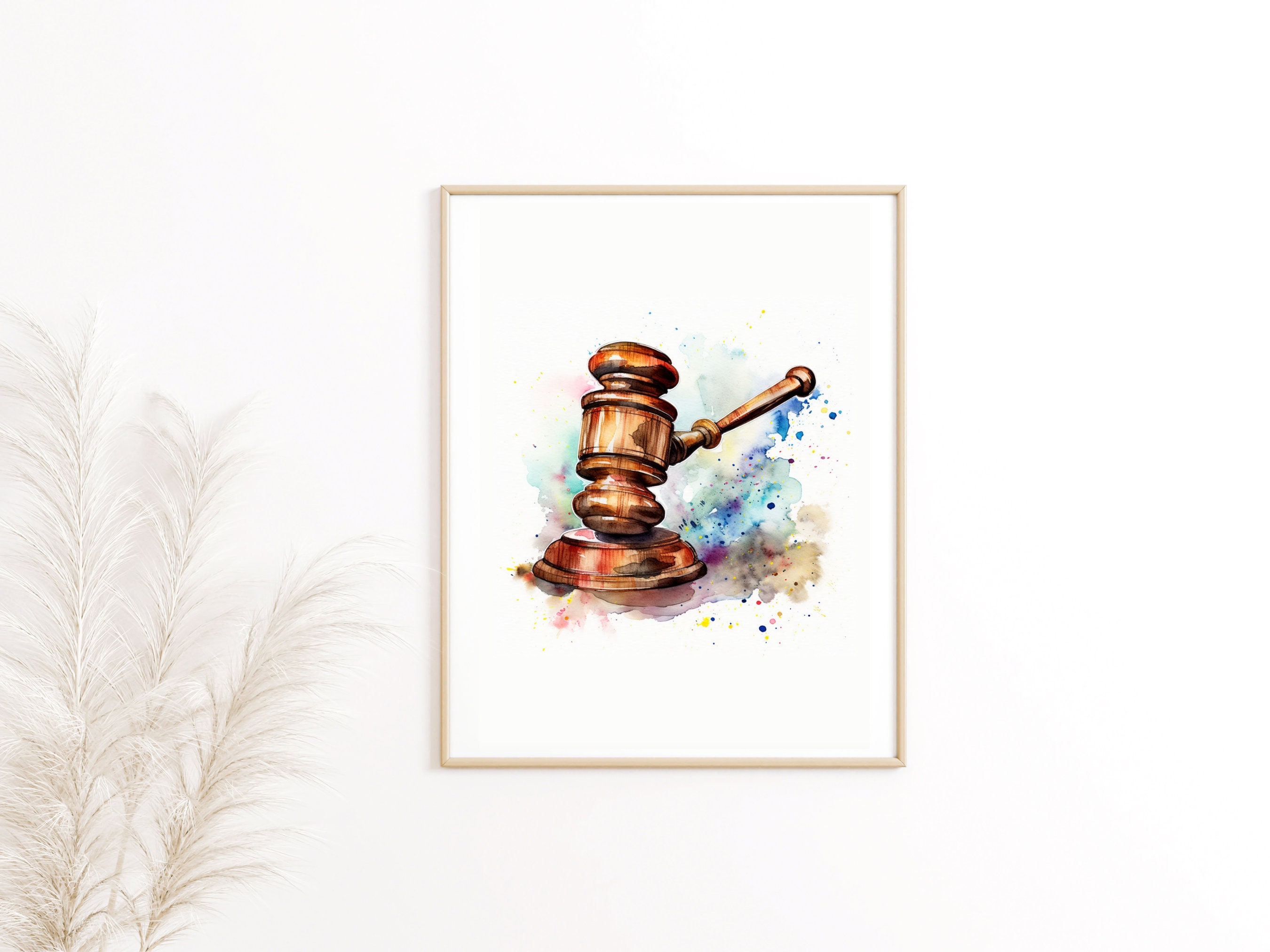 Gavel Watercolor Print, Legal Watercolor Print, Judge Wall Art, Lawyer ...
