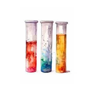 Test Tube Watercolor Print, Watercolor Print, Science Wall Art, Test ...