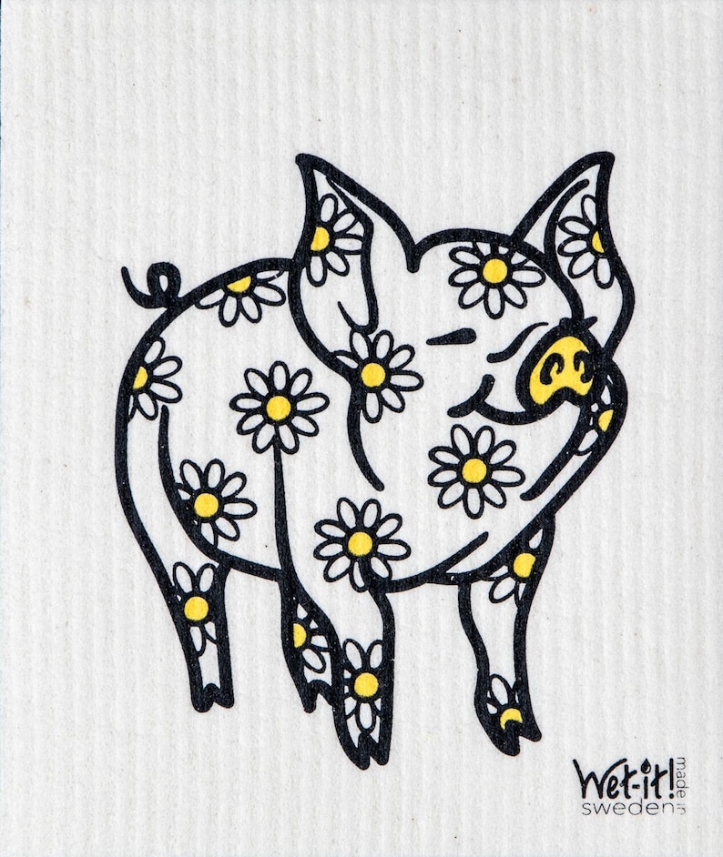 Wet-it! Daisy Pig Dishcloth, Swedish Dishcloth, Cleaning Cloth ...