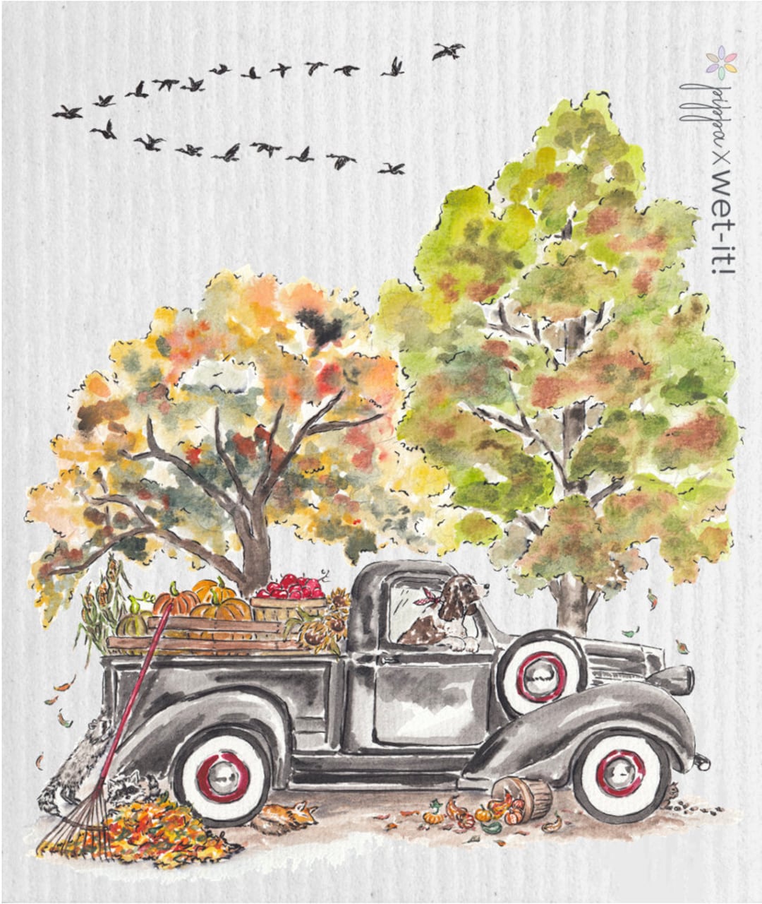 Wet-it Pippa Fruitful Fall Truck Swedish Dishcloth - Etsy