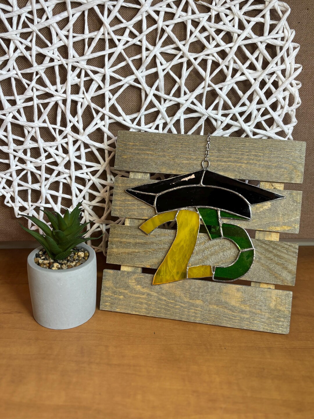 Graduation Suncatcher – Stained Glass Clear Neutral Class of 2025 ...