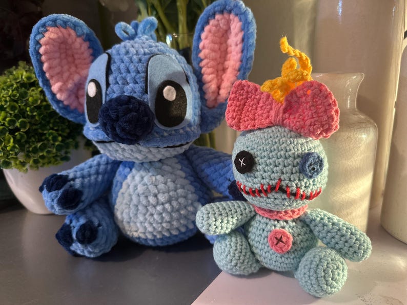 Crochet Stitch Blue Alien With Scrump Rag Doll Combo Handmade Plush Toy ...