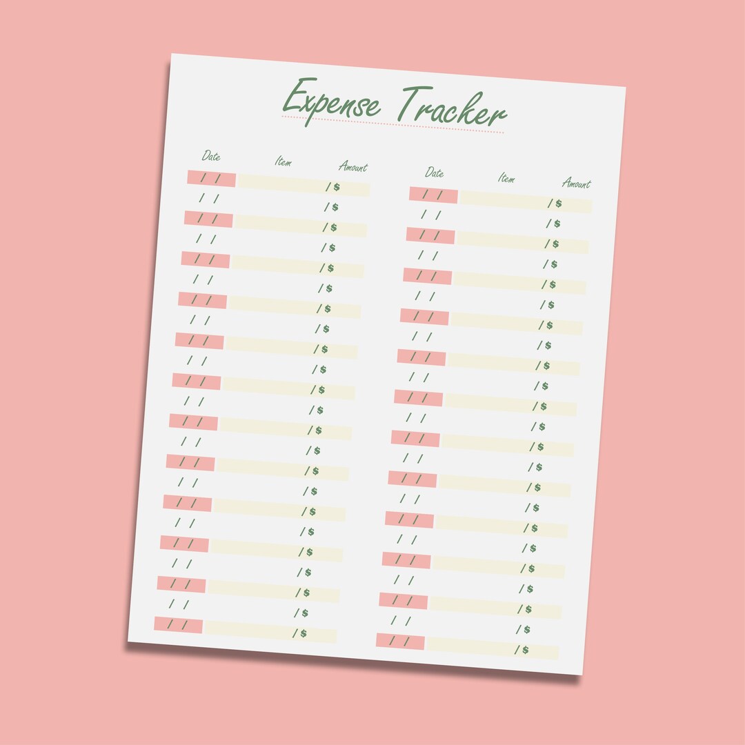 Expense Tracker | One Page | Printable - Etsy