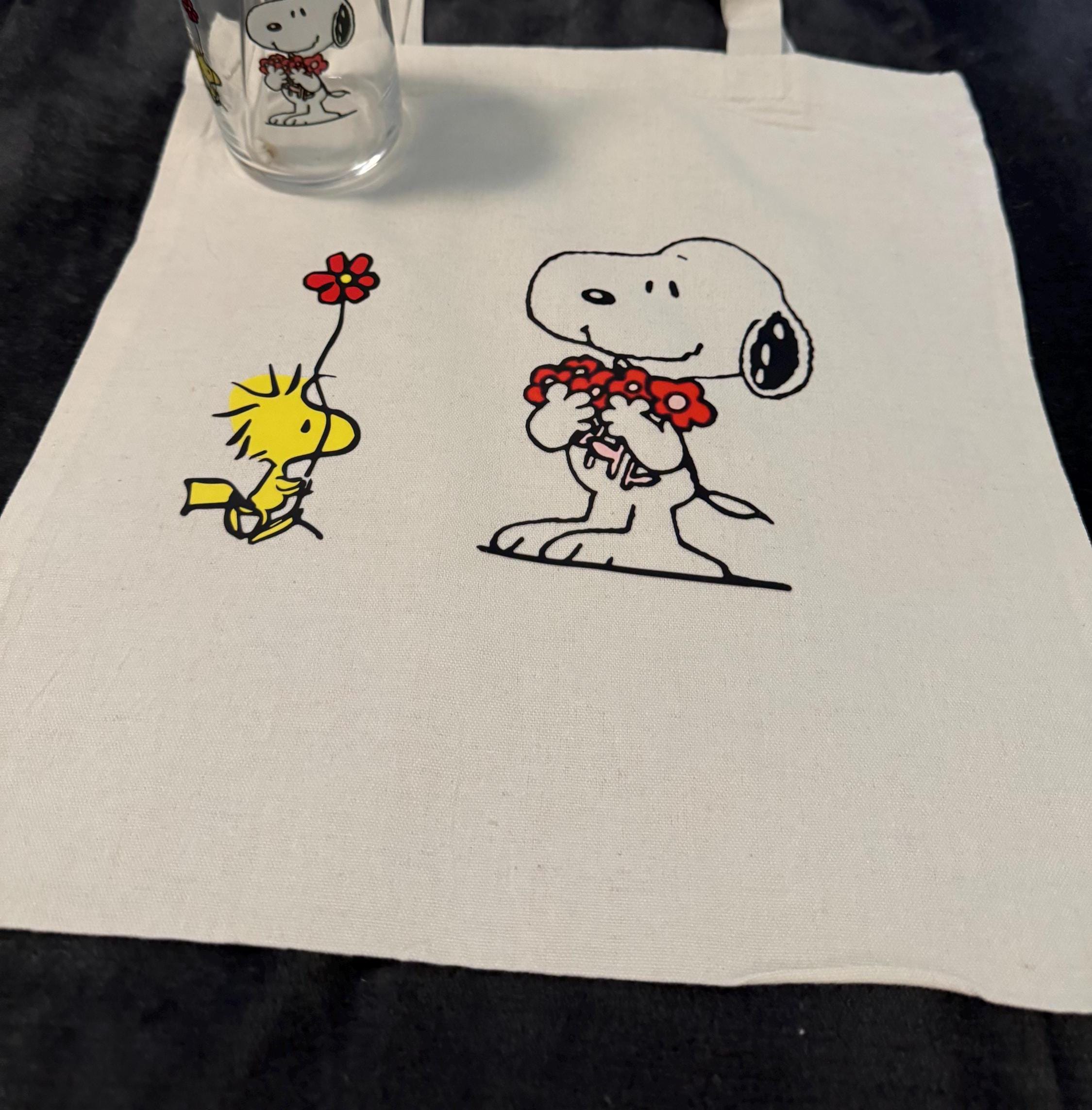 Peanuts Snoopy Woodstock Canvas Tote Bag 13x15 Book Bag Book Bag Gift ...