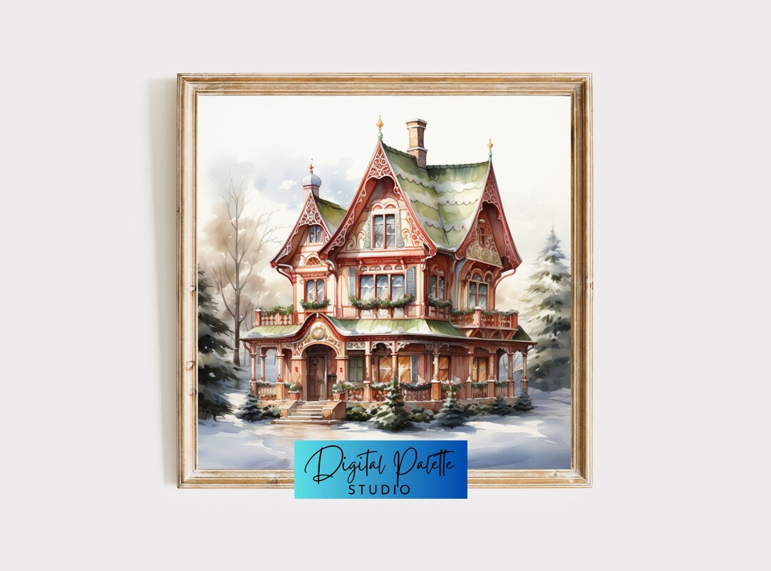 Pastel Gingerbread House 2 - Christmas-core Digital Wall Art - 1:1 ...