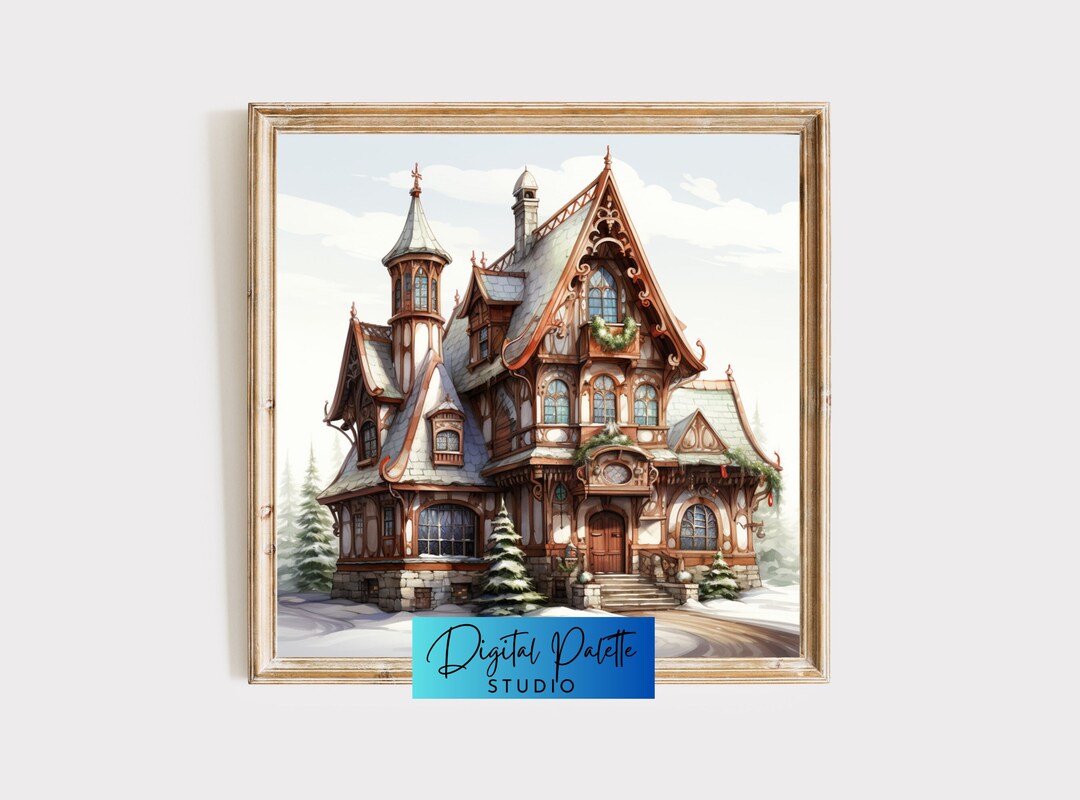 Pastel Gingerbread House 4 - Christmas-core Digital Wall Art - 1:1 ...