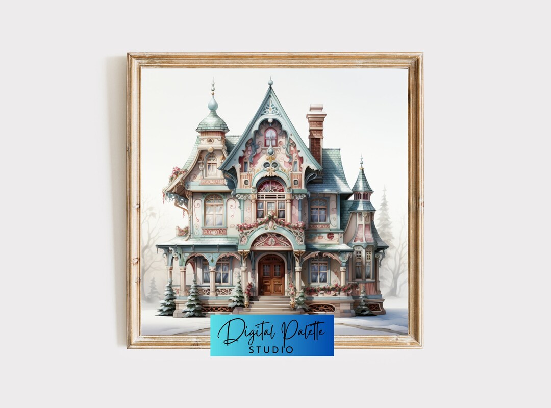 Pastel Gingerbread House 1 - Christmas-core Digital Wall Art - 1:1 ...