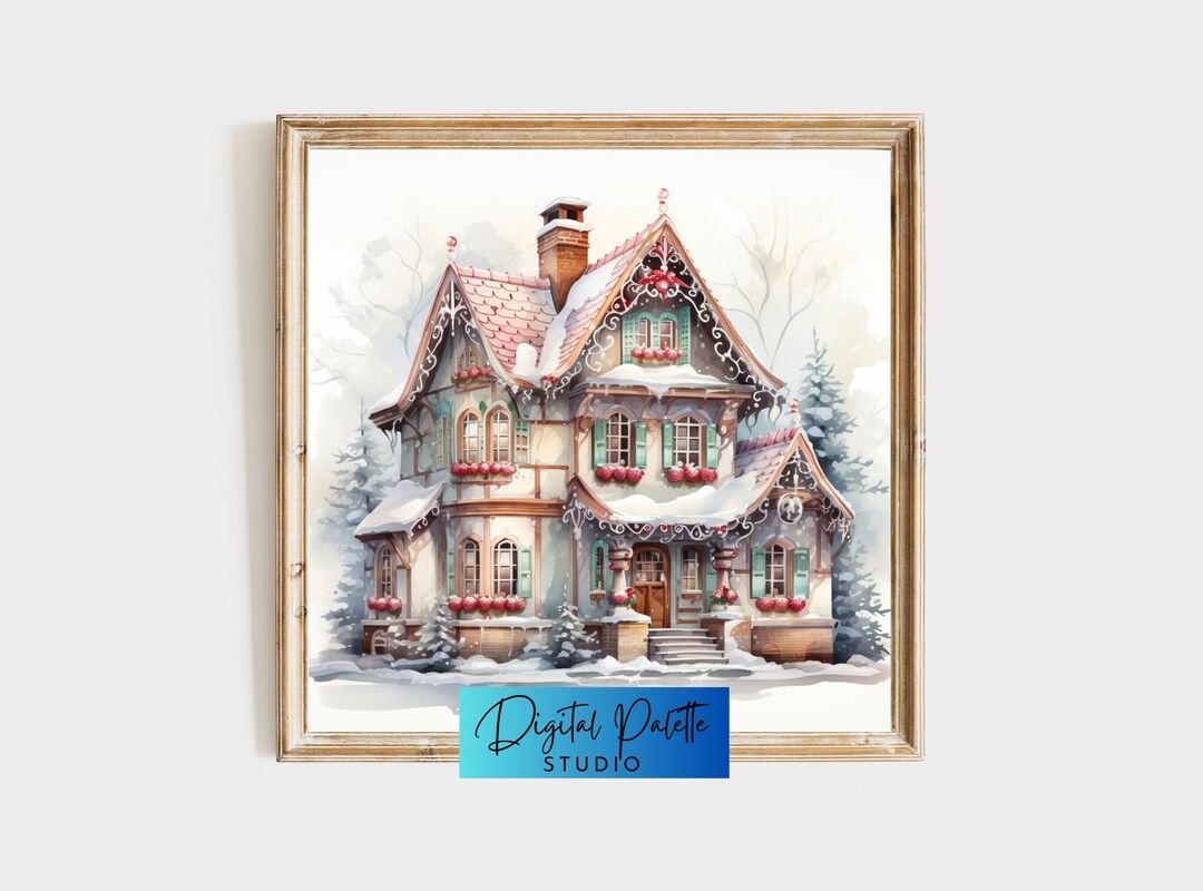 Pastel Gingerbread House 6 - Christmas-core Digital Wall Art - 1:1 ...