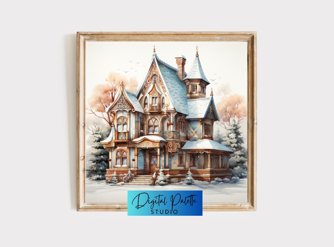 Pastel Gingerbread House 7 - Christmas-core Digital Wall Art - 1:1 ...