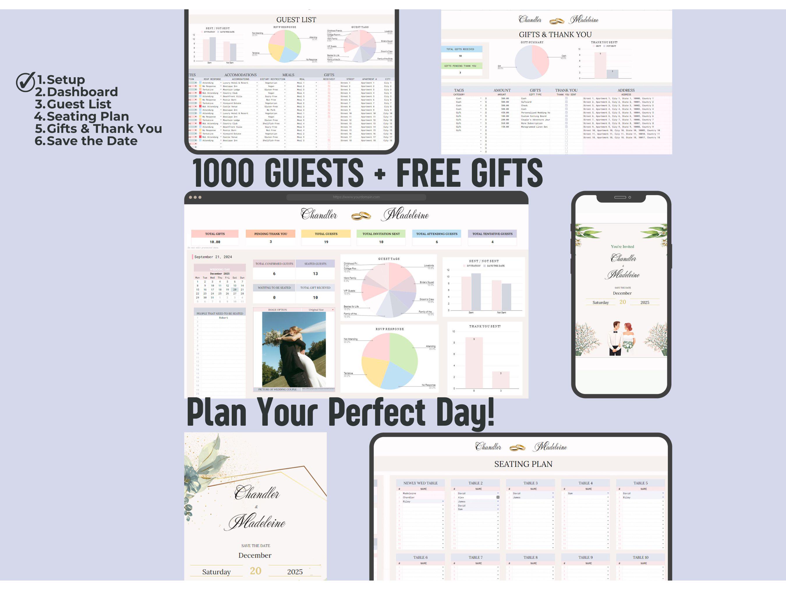 Wedding Guest List Planner Spreadsheet Template Google Sheet Wedding ...