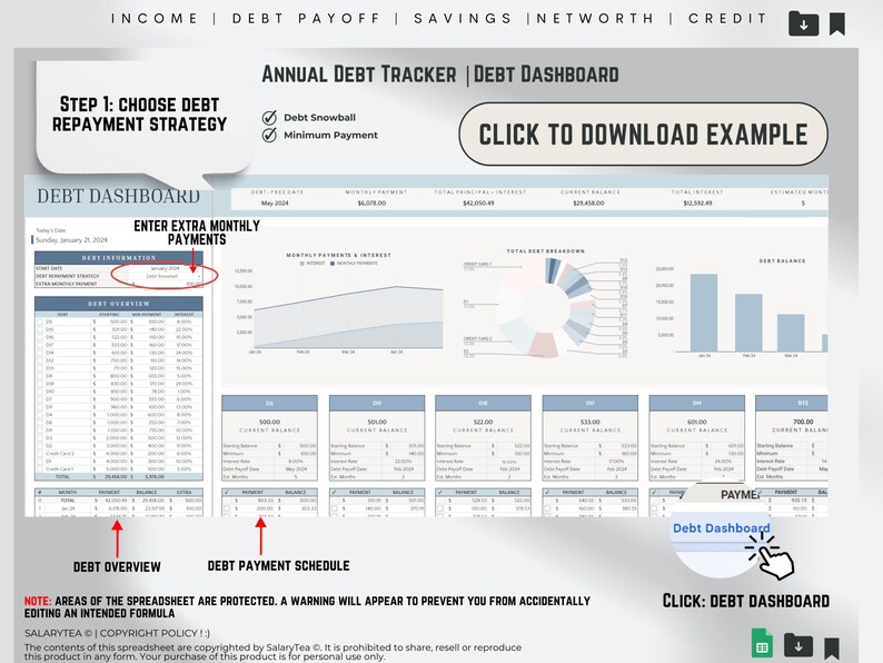 Debt Snowball Payoff Finance Planner & Schedule | Google Sheets ...