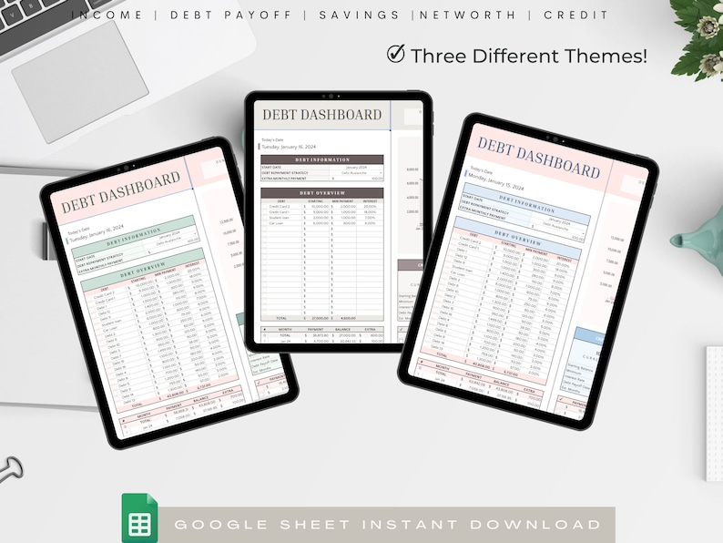 Debt Payoff Tracker Avalanche Snowball Annual Finance Planner ...