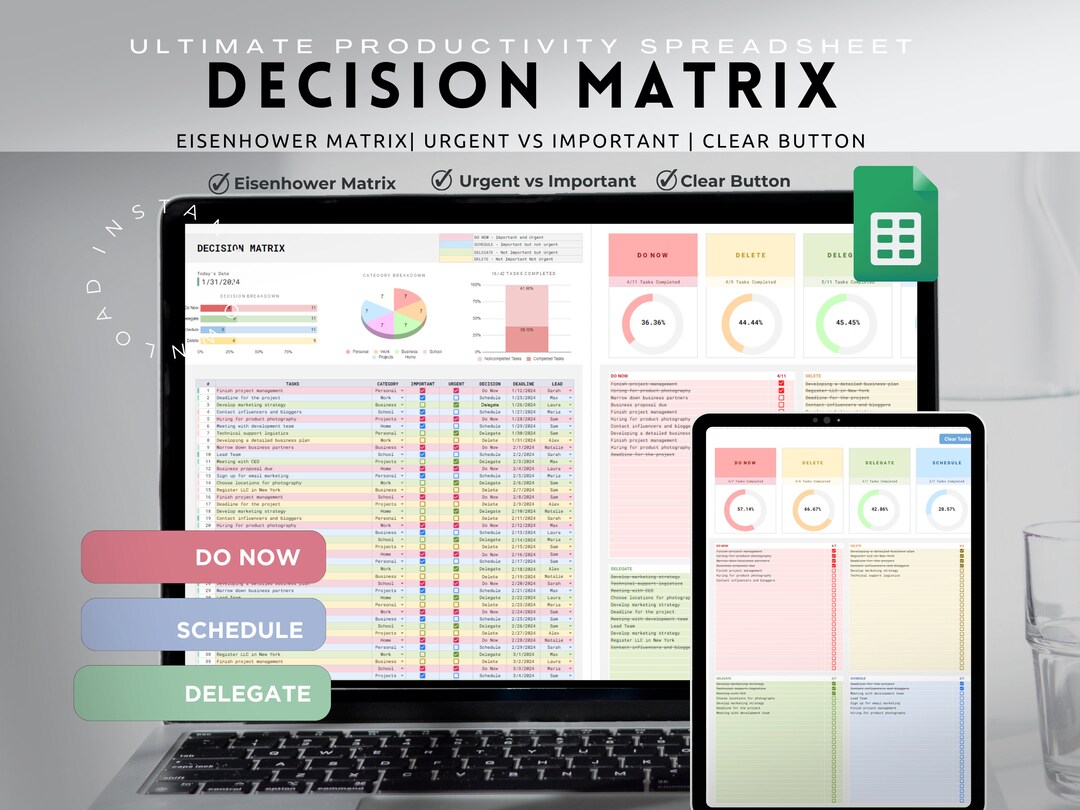 Decision Matrix Google Sheets Task Priority Tracker task Management ...