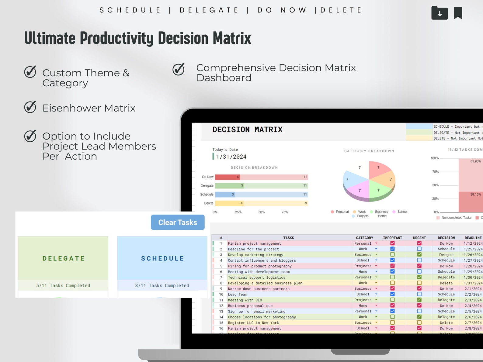 Decision Matrix Google Sheets | Task Priority Tracker |task Management ...