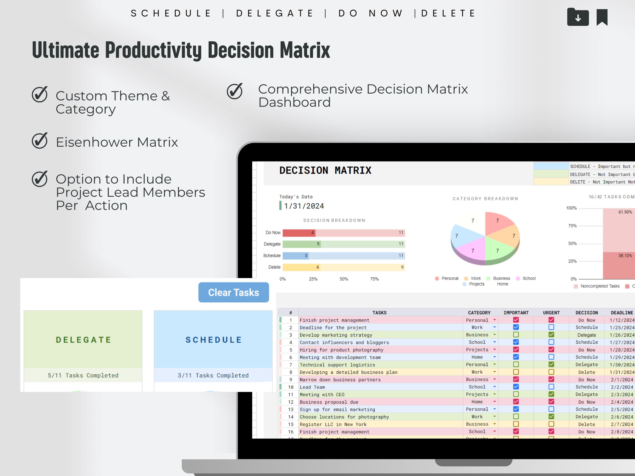 Decision Matrix Google Sheets | Task Priority Tracker |task Management ...