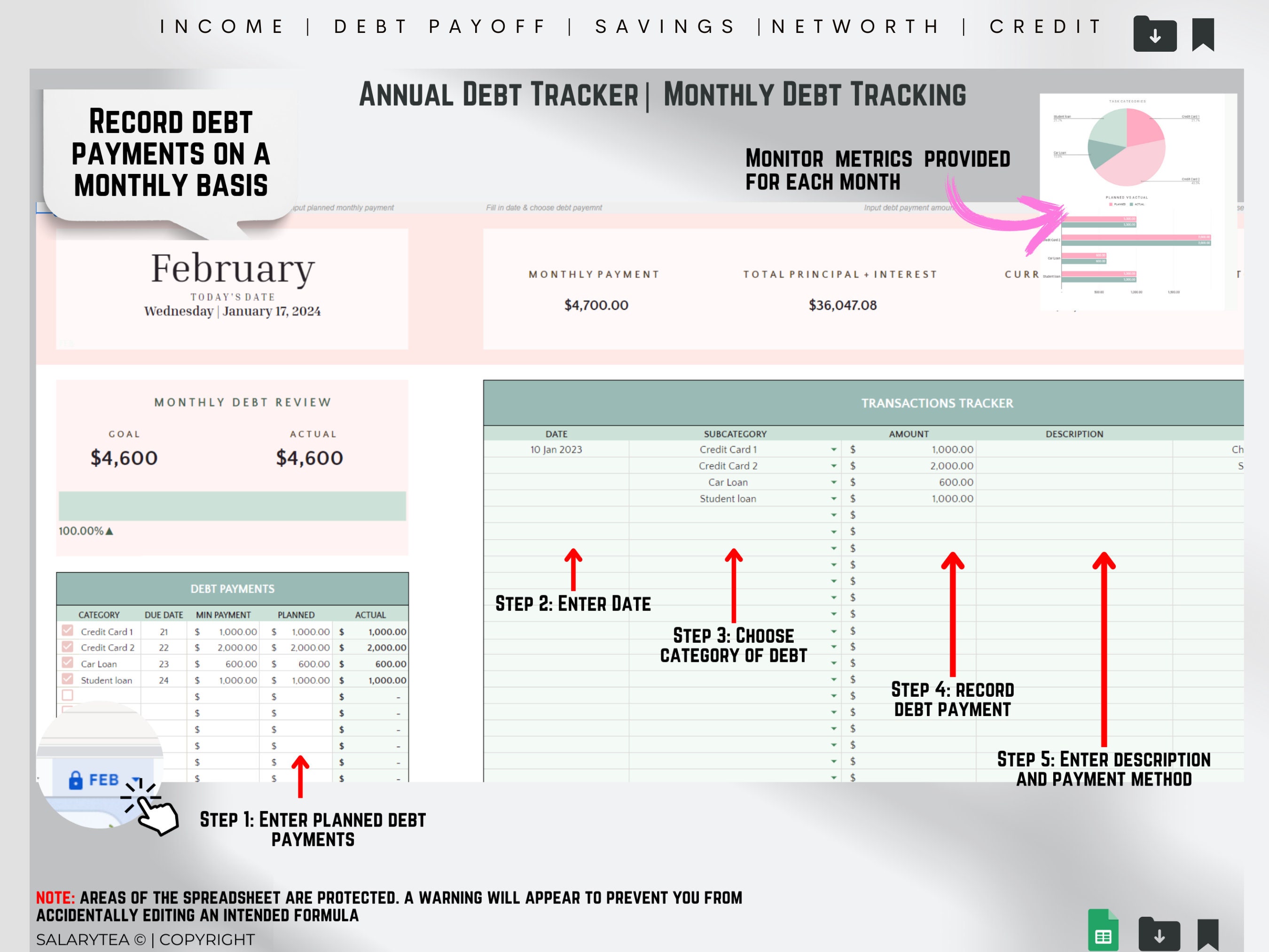 Debt Payoff Tracker Avalanche Snowball Annual Finance Planner ...