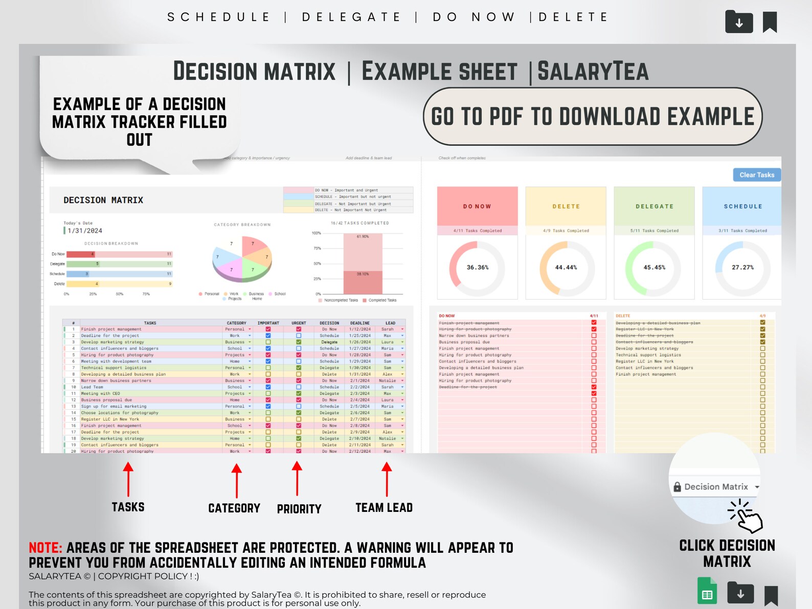 Decision Matrix Google Sheets | Task Priority Tracker |task Management ...