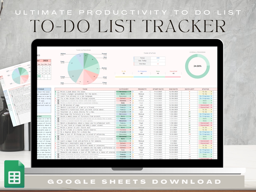 To-do List Template Spreadsheet Google Sheets Weekly & Daily Task ...