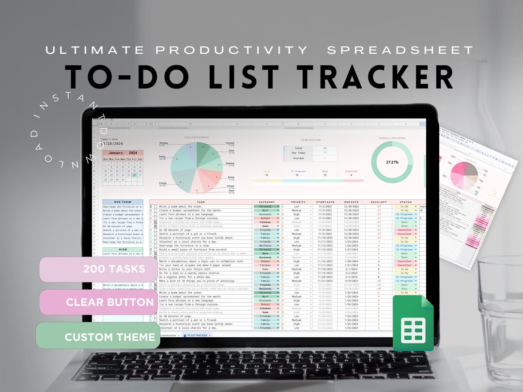 To-do List Template Spreadsheet Google Sheets Weekly & Daily Task ...