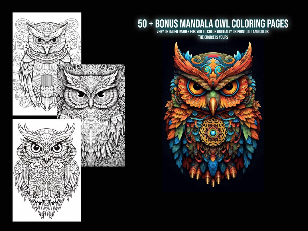 Printable 50 + Owl Mandala Adult Coloring Pages - Etsy