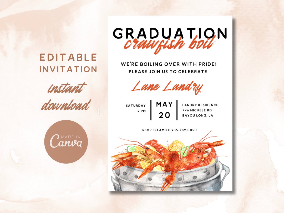 GRADUATION CRAWFISH BOIL Invitation | Digital Template | Instant ...