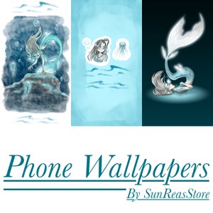 Mermaid Anglerfish Phone Wallpapers [3 Pack] - Etsy