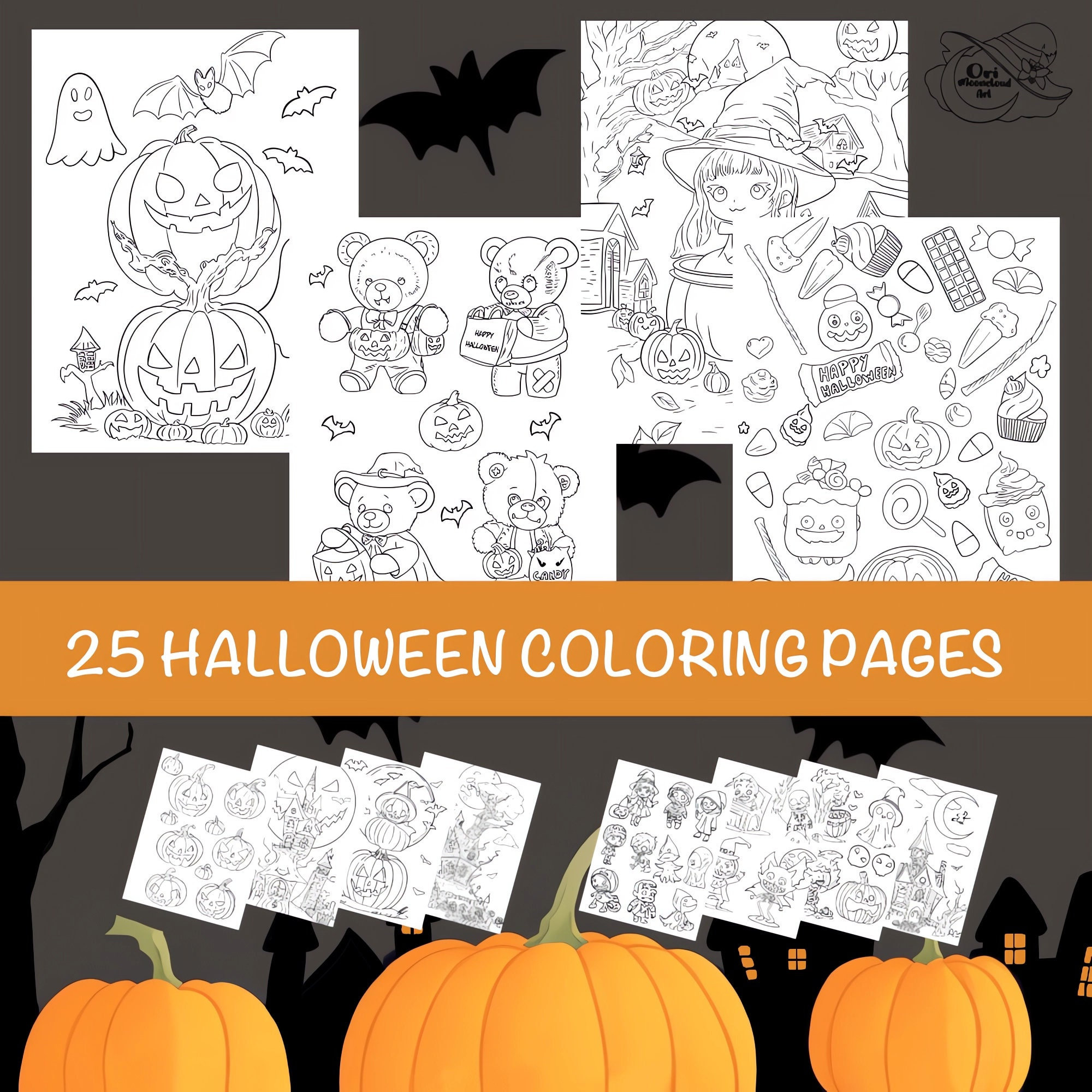 Halloween Coloring Pages for Kids of All Ages 25 Spooky - Etsy