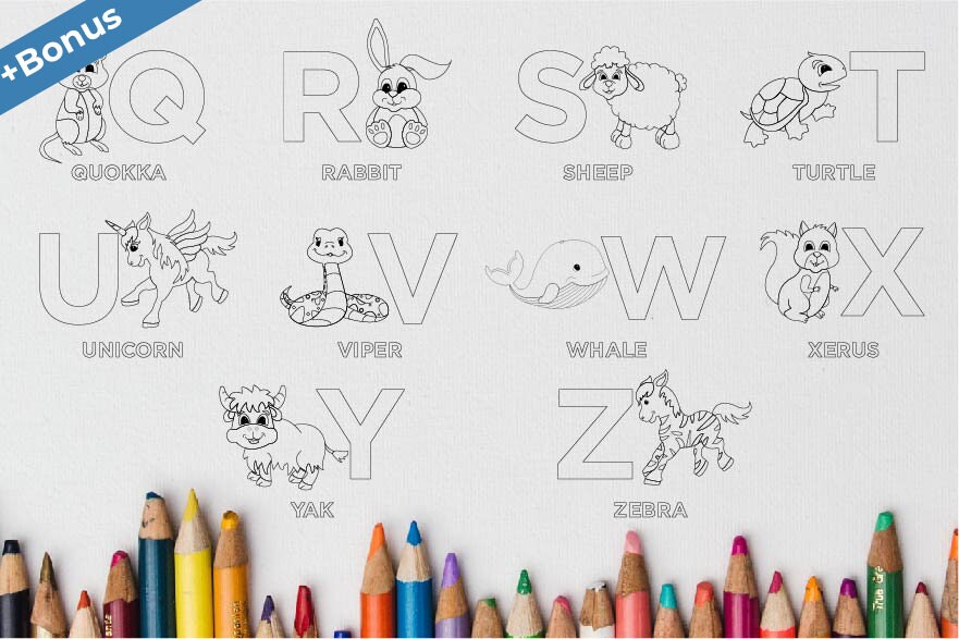ABC Alphabet Coloring Set & BONUES ABC Letter Outlines Kids Coloring ...