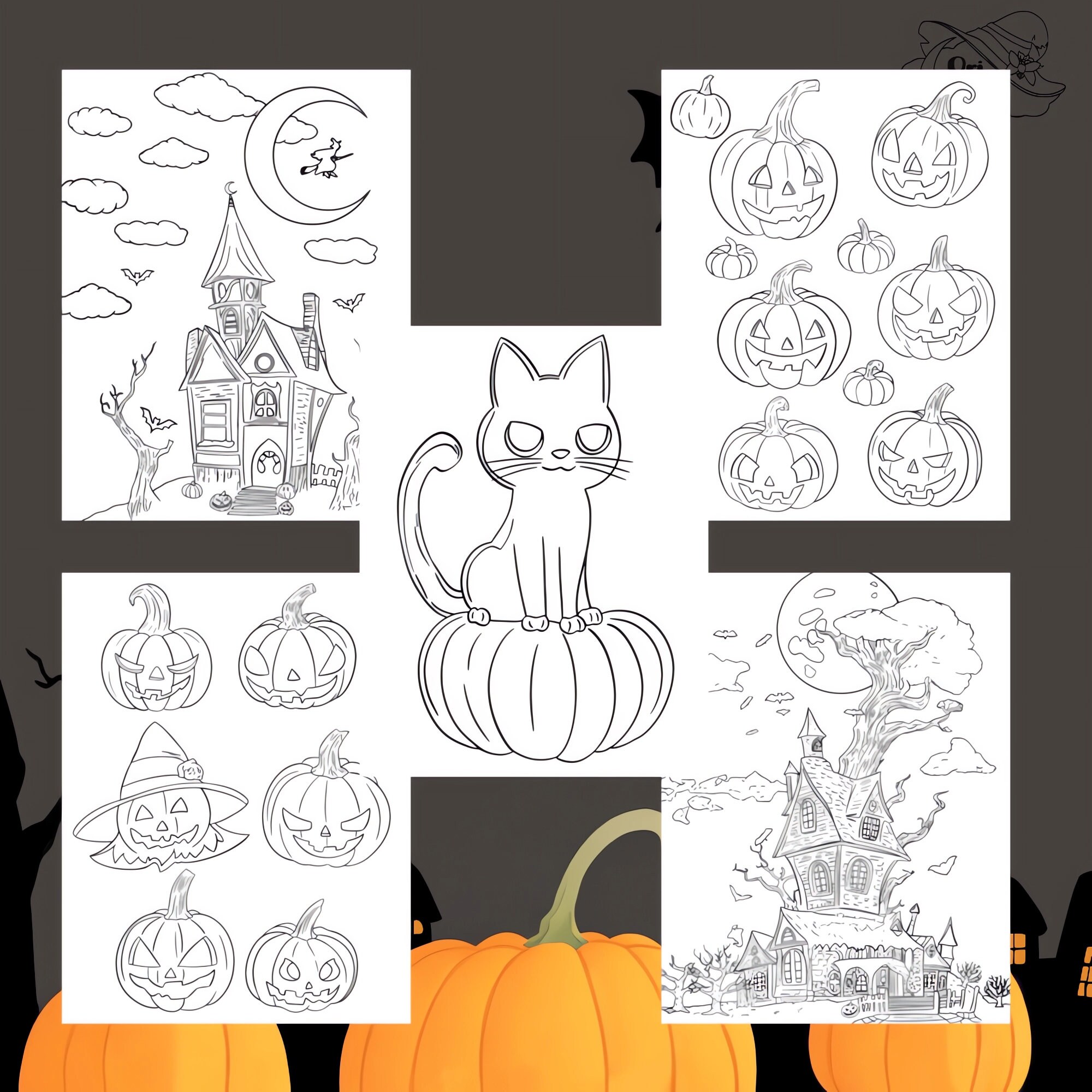 Halloween Coloring Pages for Kids of All Ages 25 Spooky - Etsy