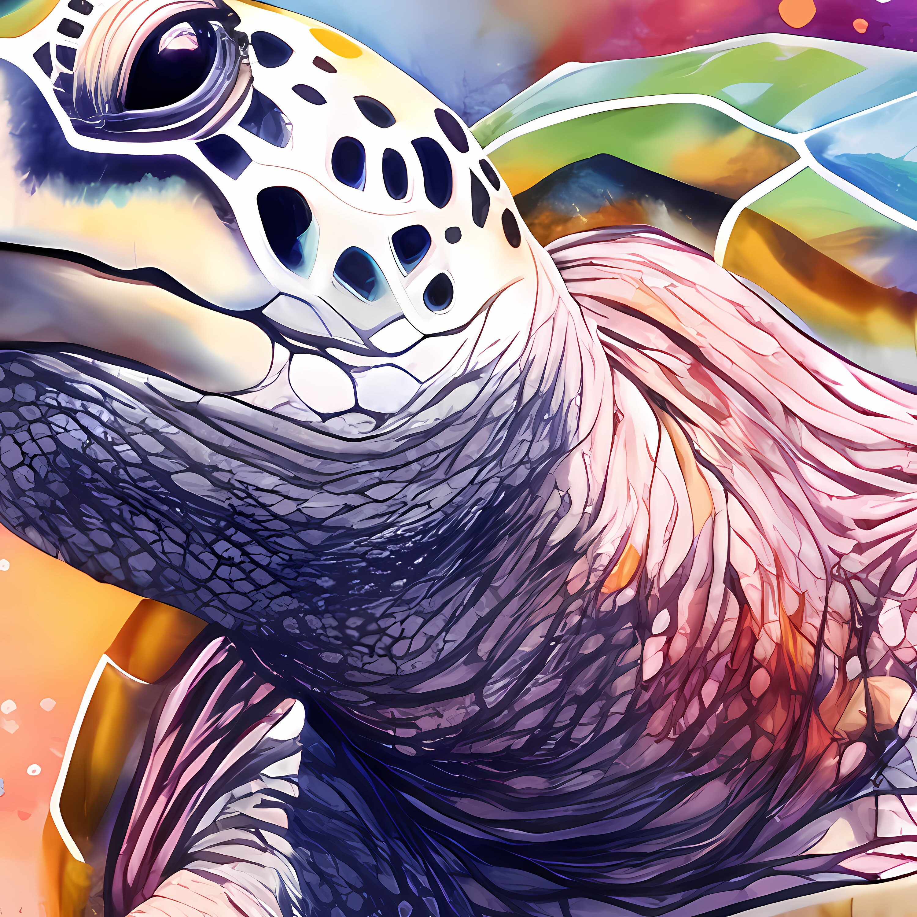 Splatter Painted Sea Turtle | Printable Wall Art | Digital Download ...