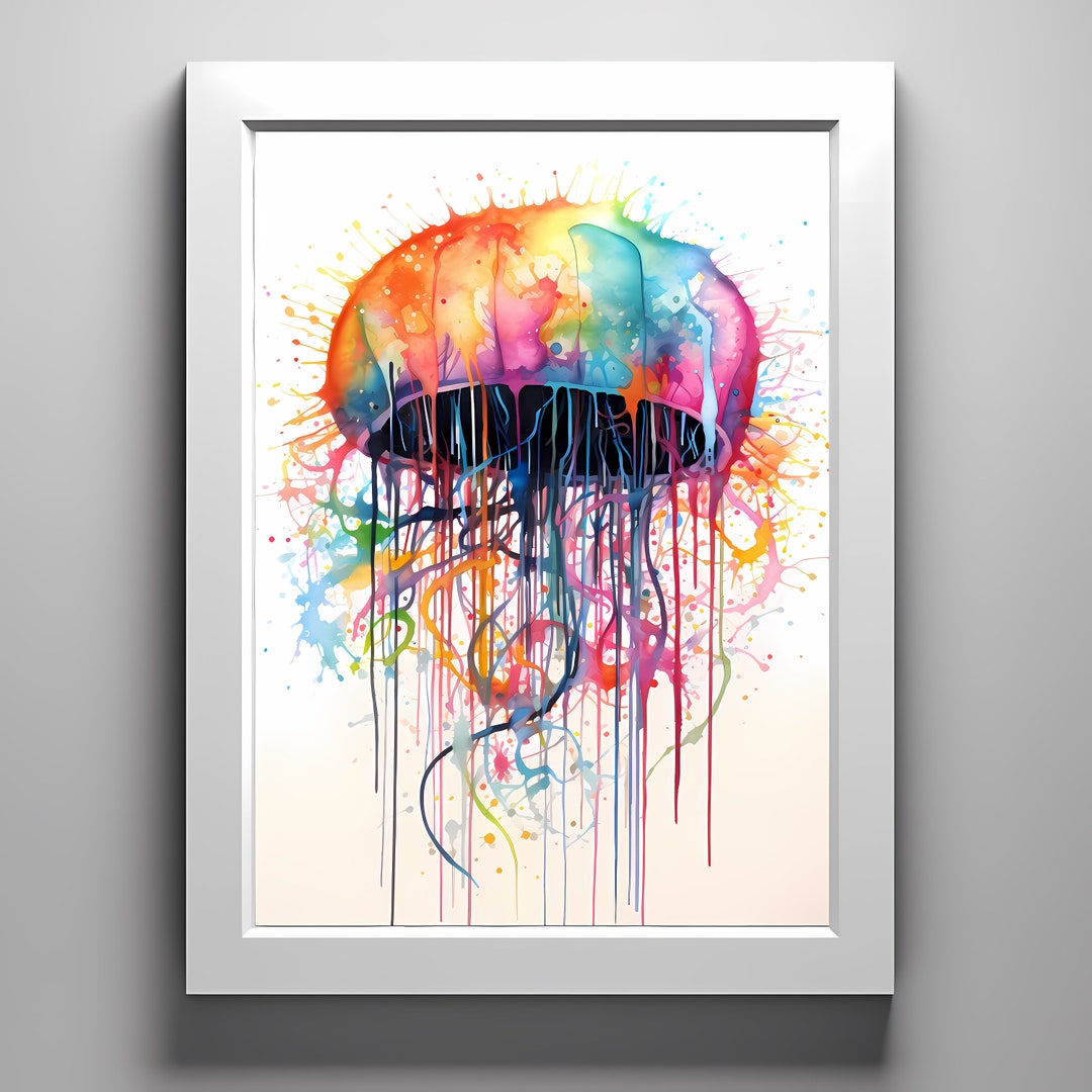 Splatter Painted Jelly Fish | Printable Wall Art | Digital Download ...