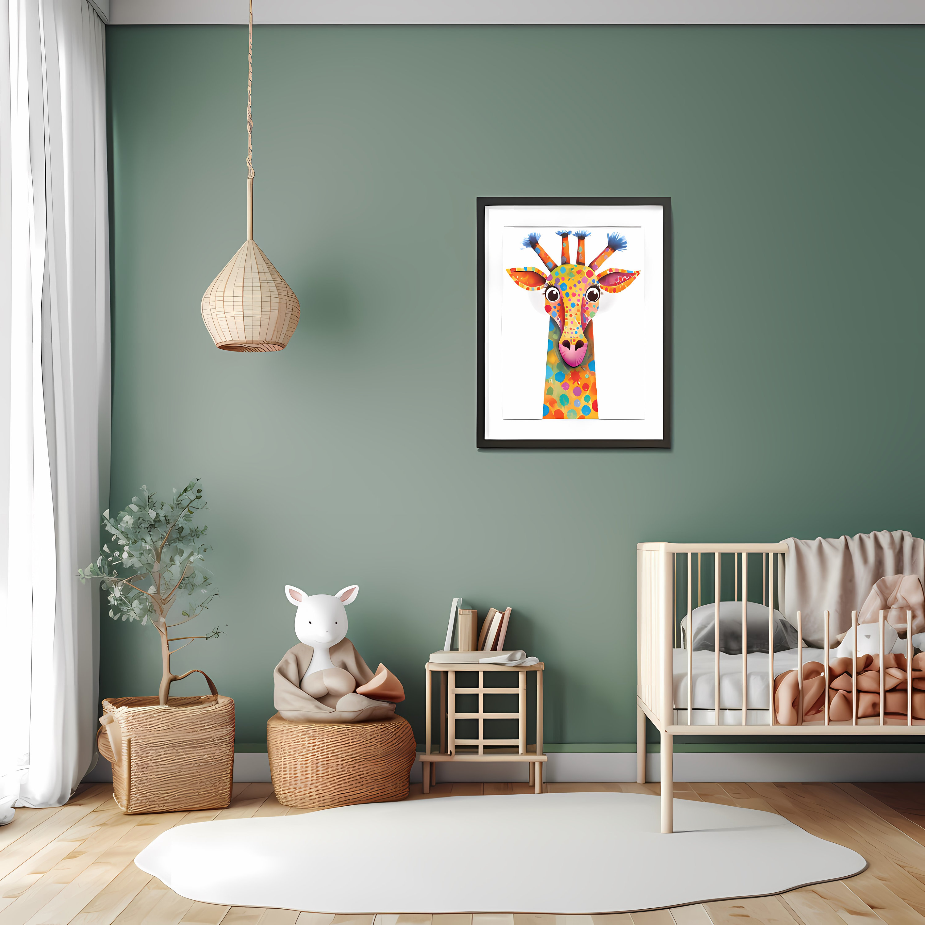 Colorful Nursery Giraffe Printable Wall Art Digital - Etsy