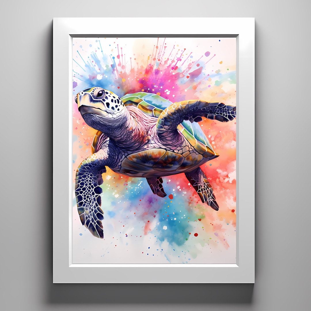 Splatter Painted Sea Turtle | Printable Wall Art | Digital Download ...