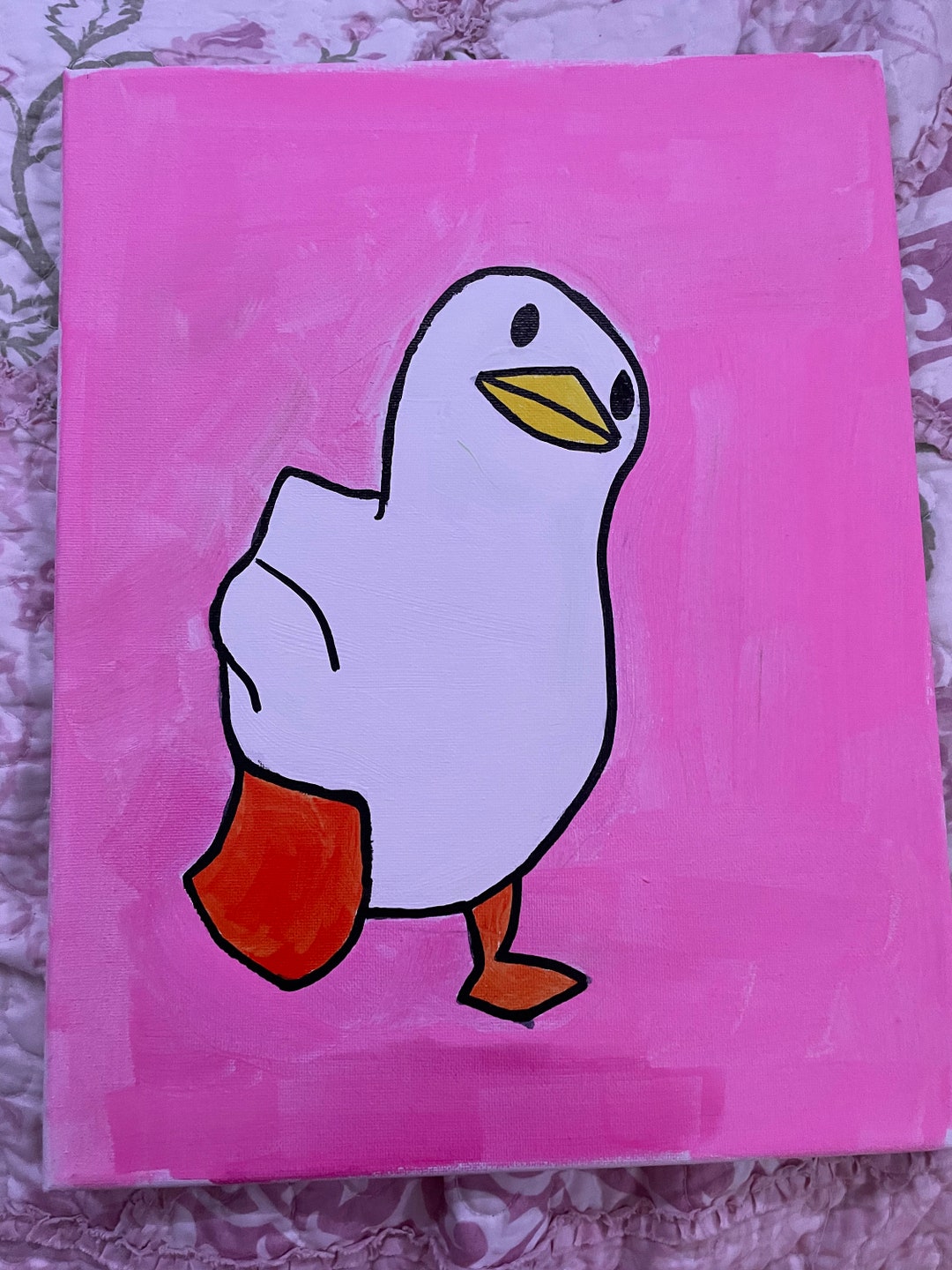 Cute Waddle White Duck Meme Canvas Painting - Etsy
