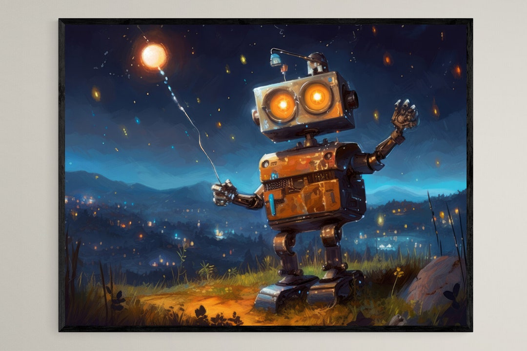 Robot and Firefly Kids Wall Art: Playroom Decor (digital Download) - Etsy