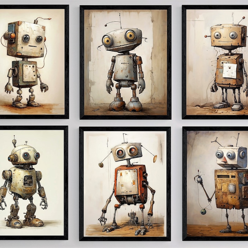 Retro Robot Art - Etsy