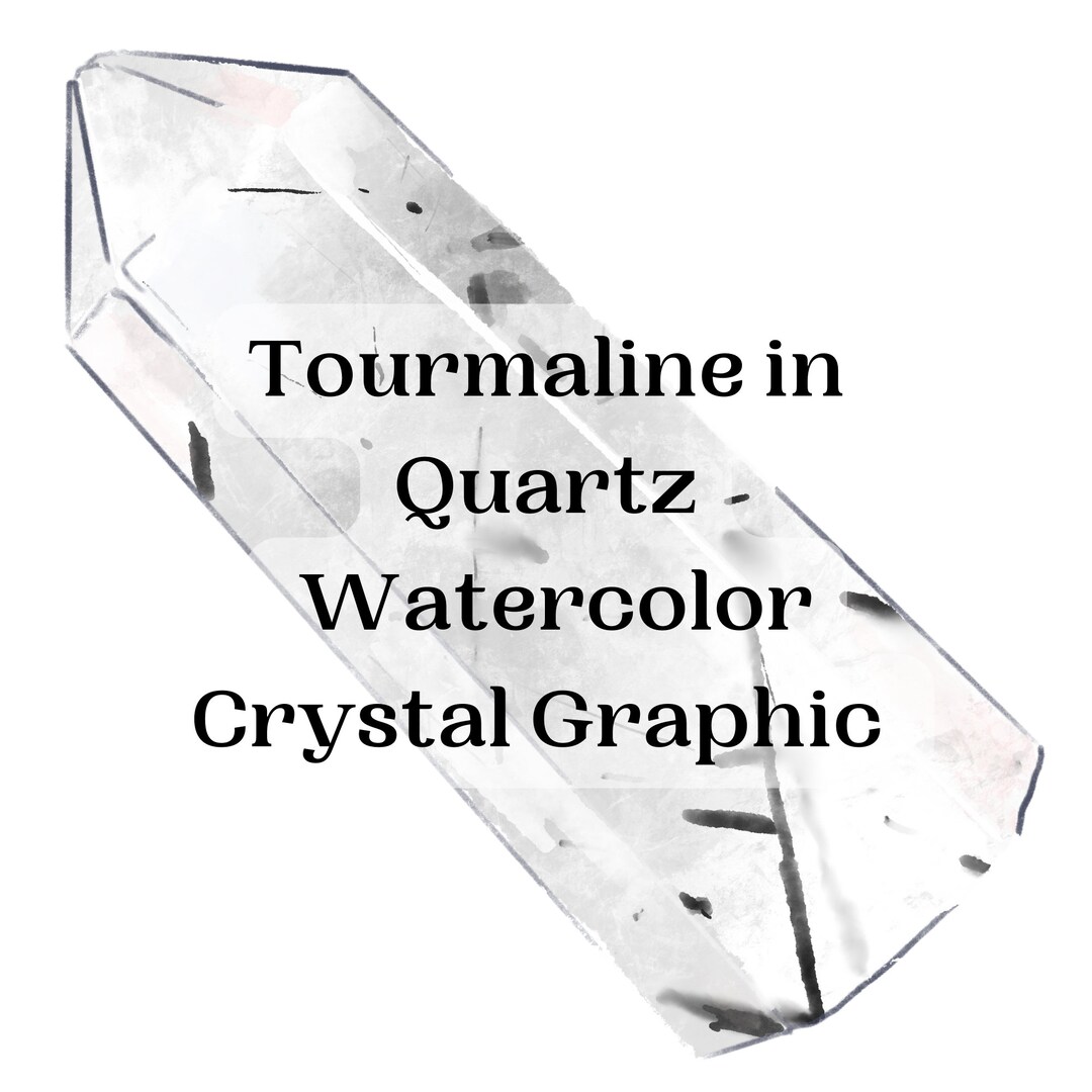 Tourmaline in Quartz Watercolor PNG Graphic for Printables, Lead ...