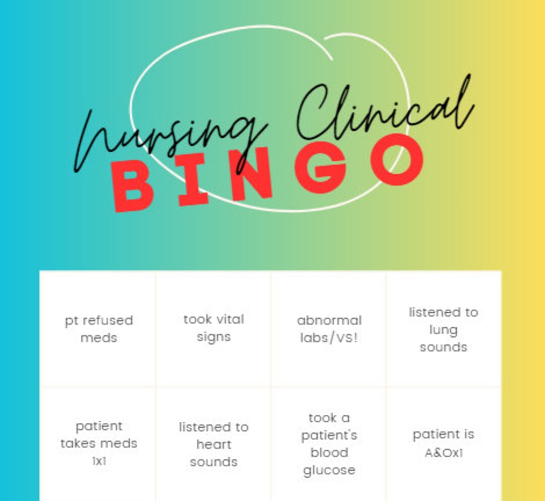 Nursing Clinical BINGO (set C 10 Cards) - Etsy