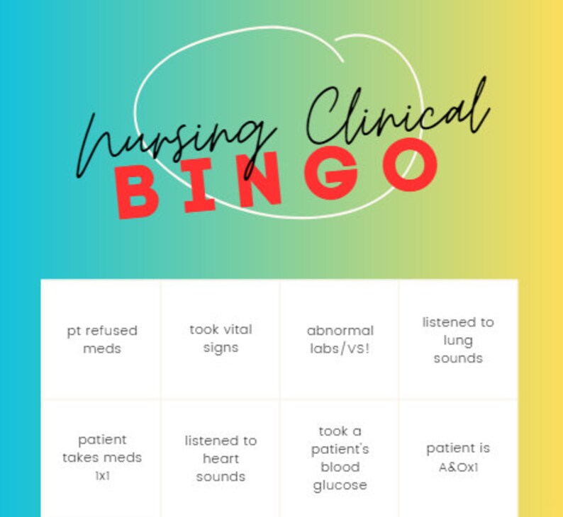 Nursing Clinical BINGO (set C 10 Cards) - Etsy