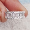 2mm Double Sided Pave Wedding Bands Women, Two Row Flat Stackable Rings ...