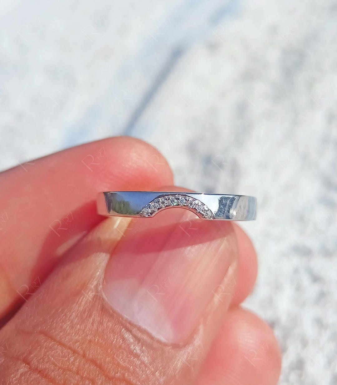 Flat Contour Wide Cut Out Wedding Band, Comfort Fit Cutout Cigar Band ...