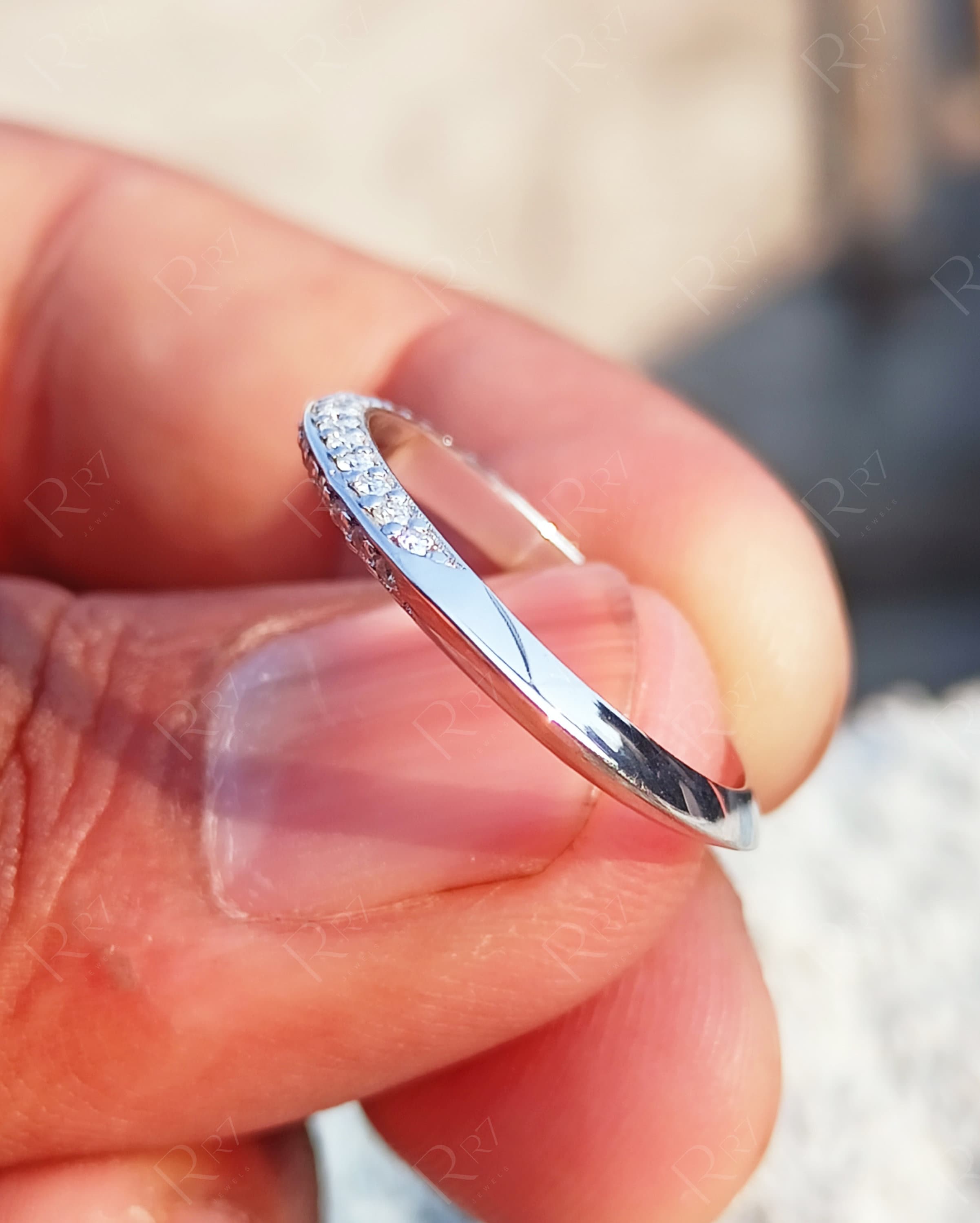 Knife Edge Wedding Bands Women, Half Eternity Stackable Rings ...