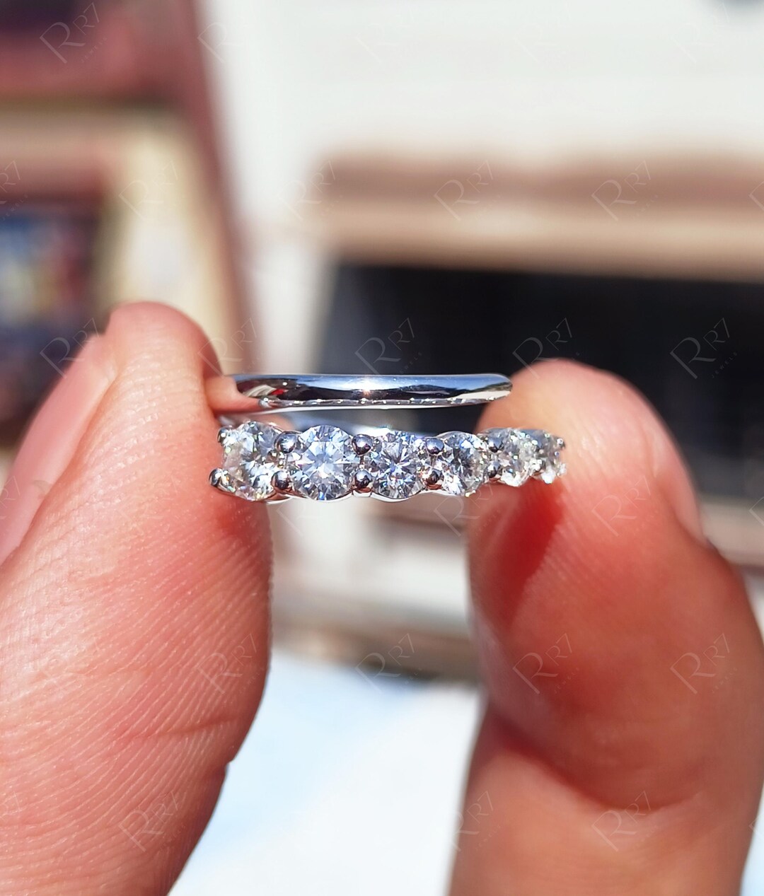 Graduated Moissanite Bypass Spiral Ring, Open Cuff Finger Wrap Ring ...